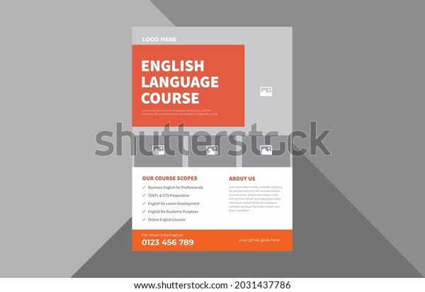 English Language Course Flyer Design Template Stock Vector (Royalty ...