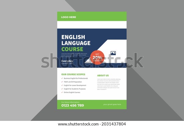 English Language Course Flyer Design Template Stock Vector (Royalty ...