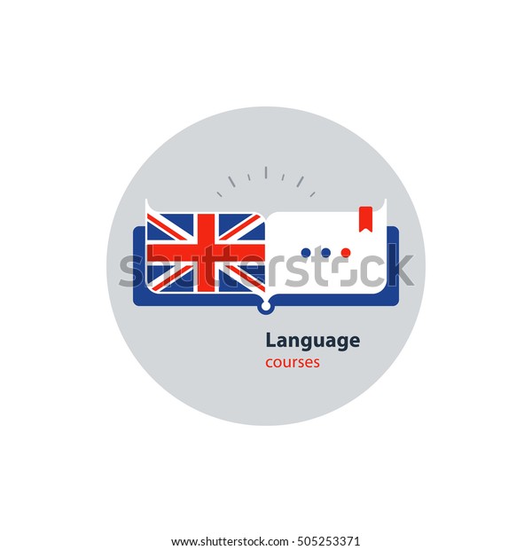 English Language Courses Advertising Concept Fluent Stock Vector ...