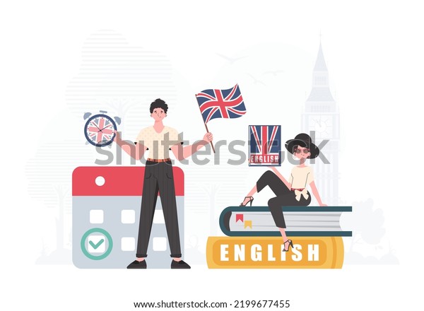 English Language Team Concept Teaching English Stock Vector (Royalty ...