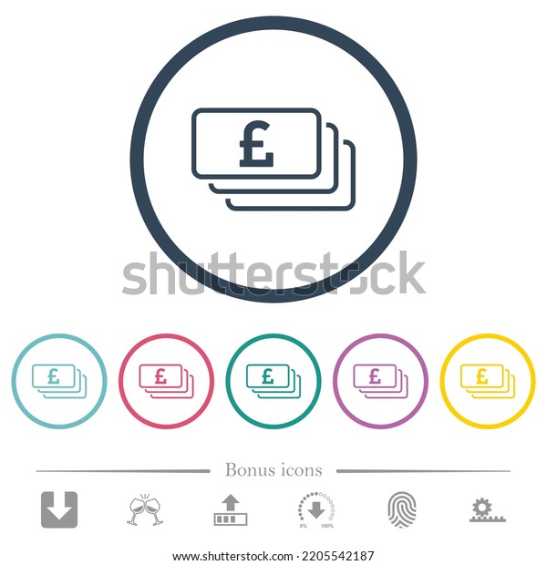 English Pound Banknotes Outline Flat Color Stock Vector (Royalty Free ...