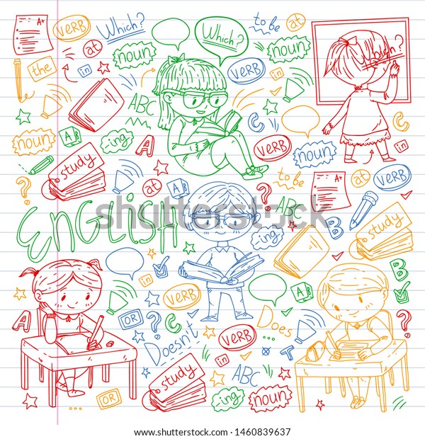 English School Children Learn Language Education Stock Vector (Royalty ...