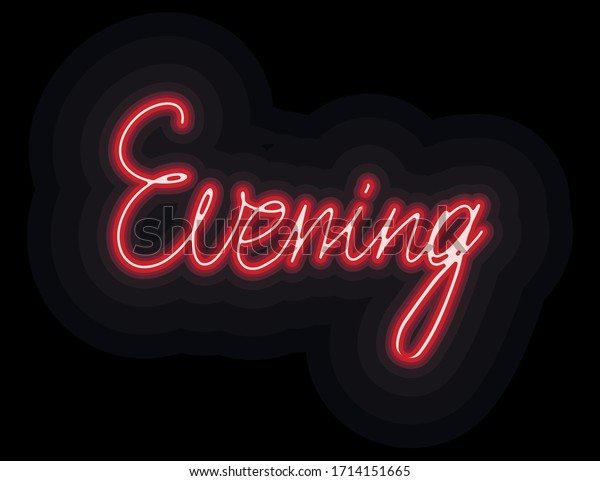 English Words Evening Neon Vector Image Stock Vector (Royalty Free ...