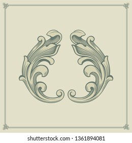 Engraving Floral Element Vector Stock Vector (Royalty Free) 1361894081 ...