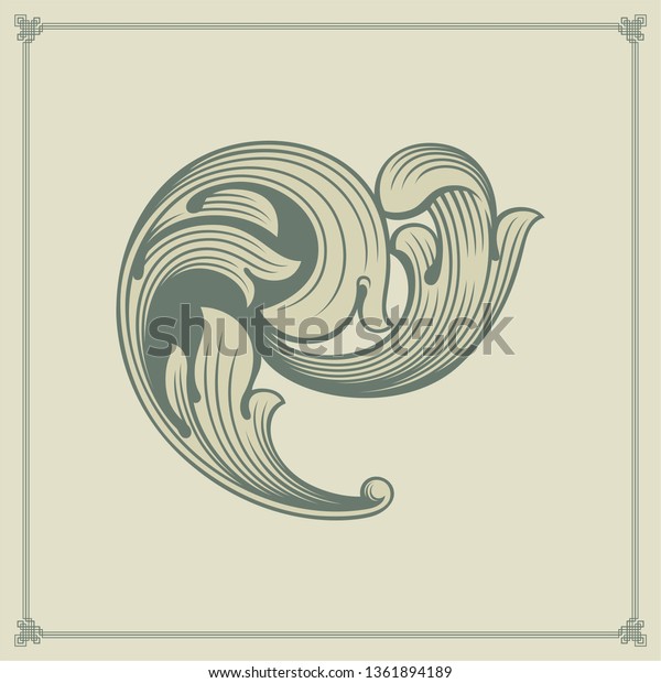 Engraving Floral Element Vector Stock Vector (Royalty Free) 1361894189 ...