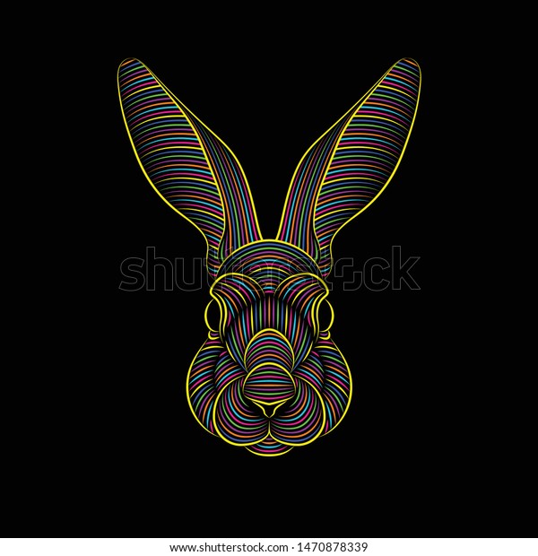 Engraving Stylized Psychedelic Rabbit Portrait On Stock Vector (Royalty ...