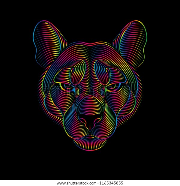 Engraving Stylized Puma On Black Background Stock Vector (Royalty Free ...