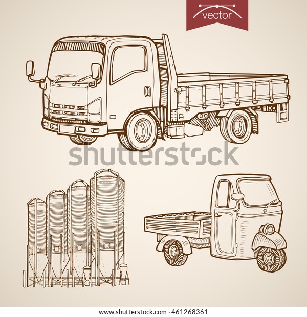 Engraving Vintage Hand Drawn Vector Pickup Stock Vector (Royalty Free ...