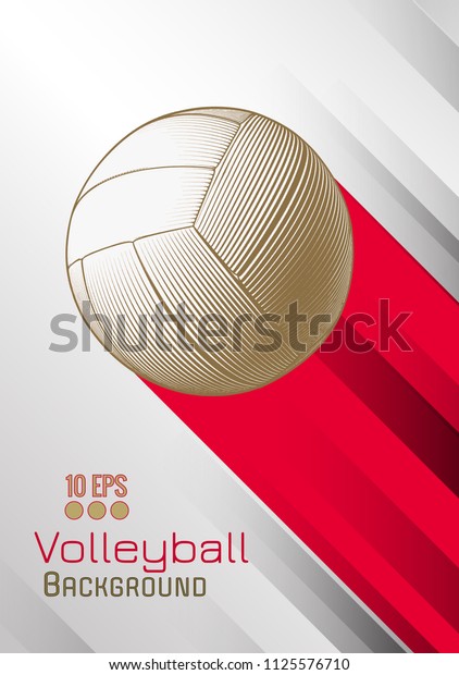 Engraving Volleyball Ball Shadow Space Illustration Stock Vector ...