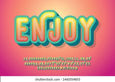Enjoy 3d Typographic Text Effect Colorful Stock Vector (Royalty Free ...