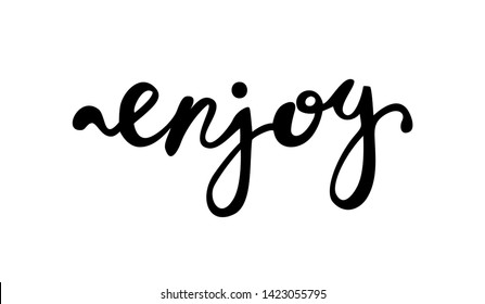 Enjoy Cursive Hand Lettering Vection Isolated: เวกเตอร์สต็อก (ปลอดค่า ...