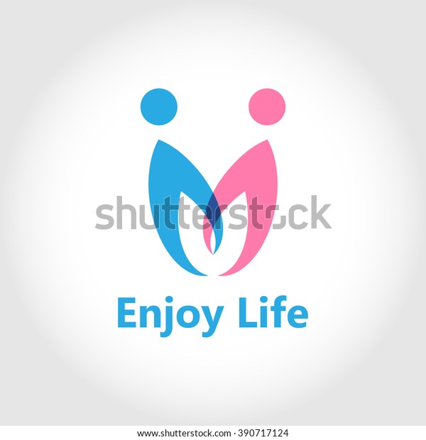 Enjoy Life Logo Concept Blue Pink Stock Vector (Royalty Free) 390717124