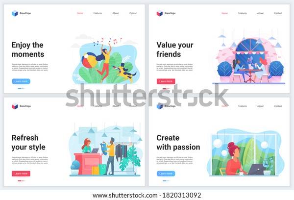 Enjoy Moment Vector Illustrations Cartoon Flat Stock Vector (Royalty ...