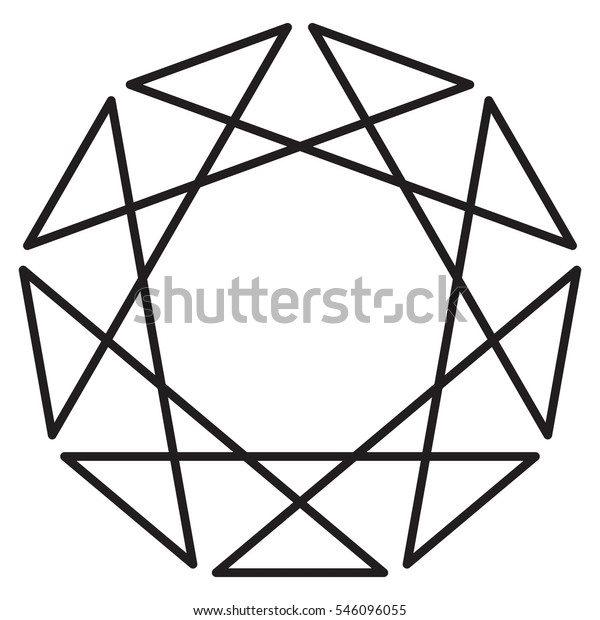 Enneagon, geometric logo, design element, vector illustration
