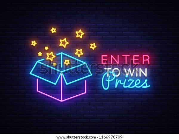 Enter Win Prizes Neon Sign Vector Stock Vector (Royalty Free) 1166970709