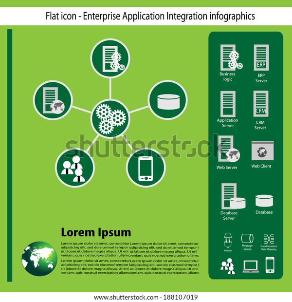 Enterprise Application Integration Technology Flat Icon Stock Vector ...