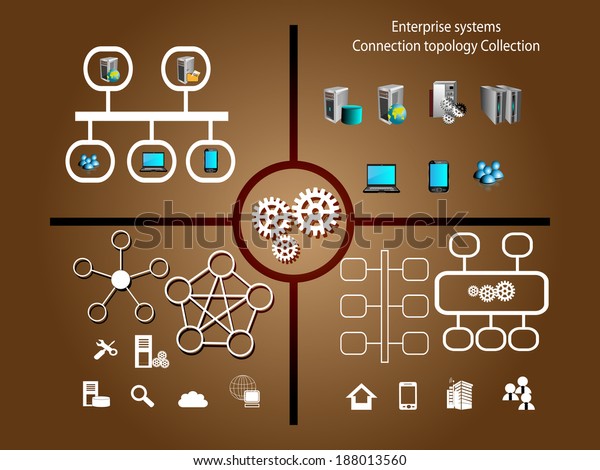 Enterprise Systems Network Topology Symbol Collection Stock Vector ...
