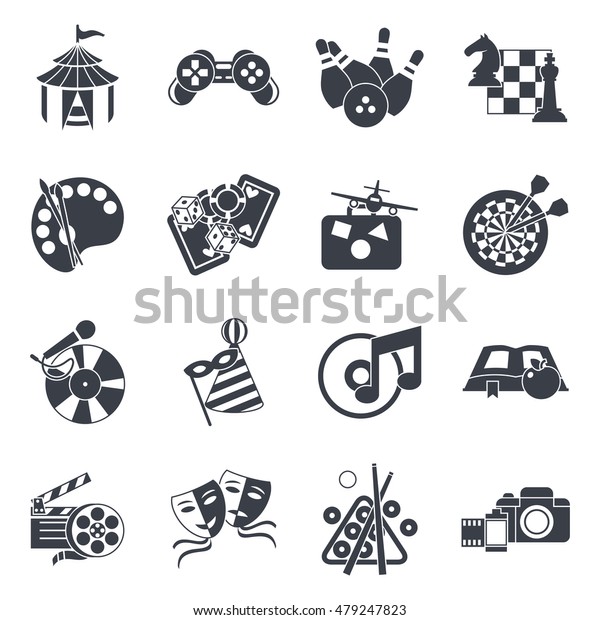 Entertainment Isolated Icon Set Black On Stock Vector (Royalty Free ...