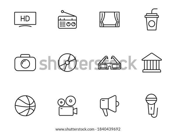 Entertainment Outline Vector Icons Isolated On Stock Vector (Royalty ...