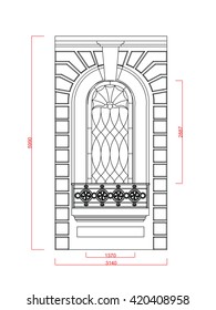 Entrance Window Vector Line Work Dimension Stock Vector (Royalty Free ...
