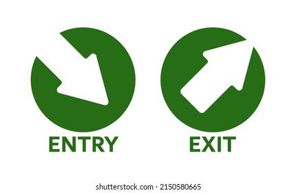 Entry Exit Arrow Green Round Sign Stock Vector (Royalty Free ...