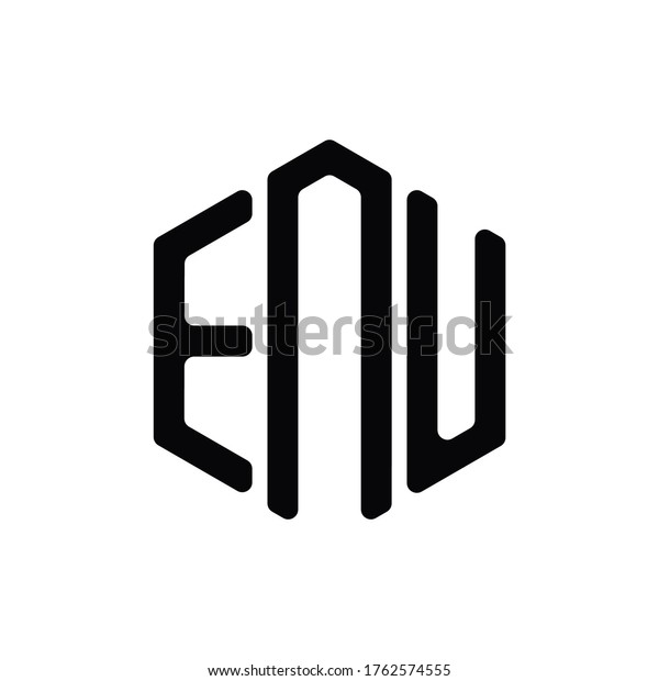 Enu Letter Logo Design Polygon Rounded Stock Vector (Royalty Free ...
