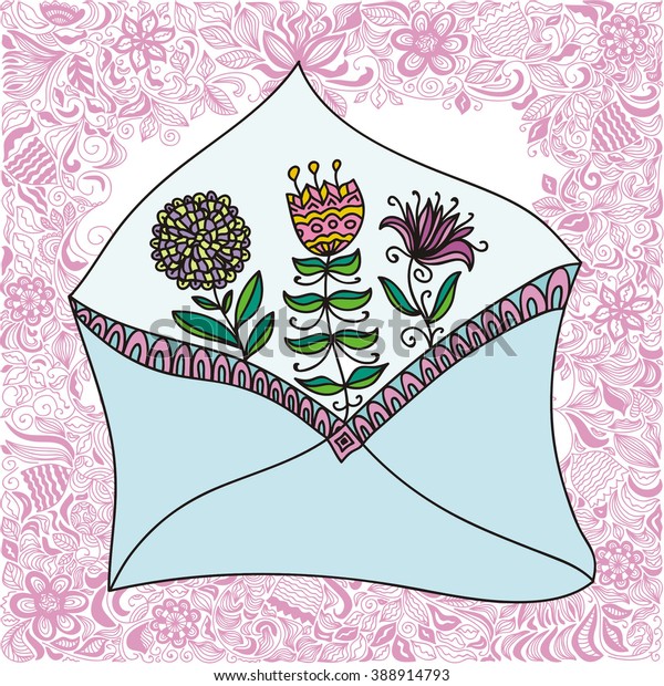 Envelope Beautiful Flowers Vector Illustration Stock Vector (Royalty ...