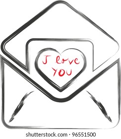 Envelope Drawing Love Stock Vector (Royalty Free) 96551500 | Shutterstock