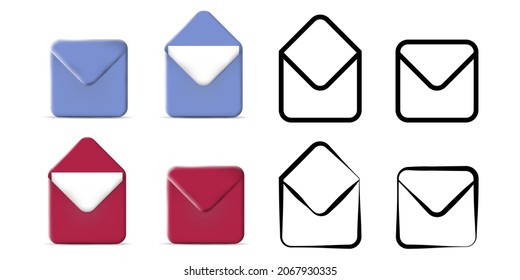 Envelope Icon 3d Hand Drawn Style Stock Vector (Royalty Free ...