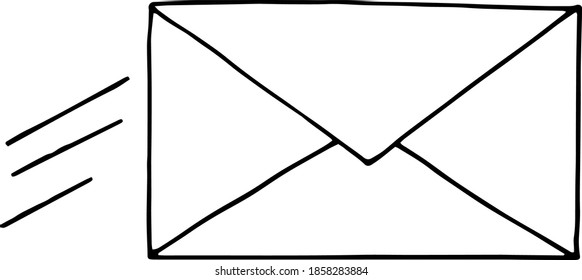 Envelope Icon Sticker Sketch Hand Drawn Stock Vector (Royalty Free ...