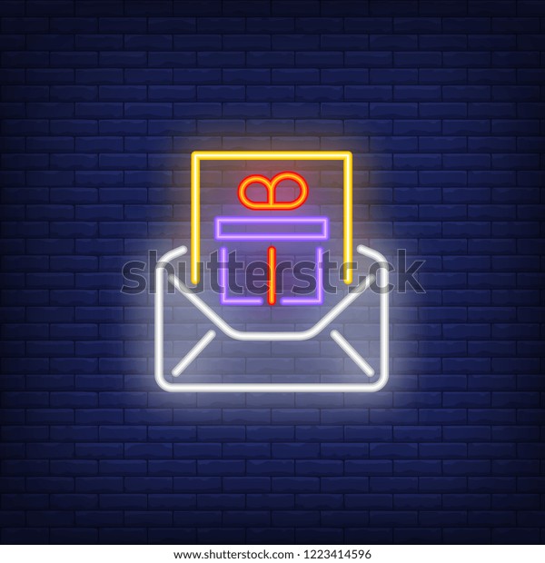 Envelope Letter Gift Box Neon Sign Stock Vector (Royalty Free) 1223414596