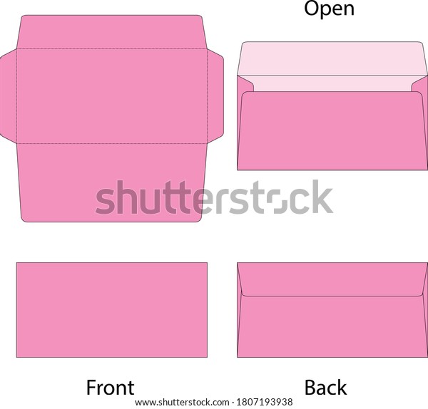 Envelope Mockup Pink Cuttingout Laser Printer Stock Vector (Royalty ...