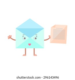 Envelope Open Mail Letter Smiling Cartoon Stock Vector (Royalty Free ...