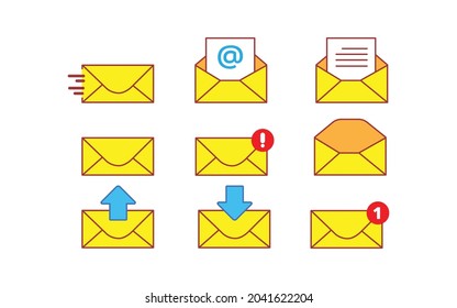 Envelope Yellow Mail Icon Set Vector Stock Vector (Royalty Free ...