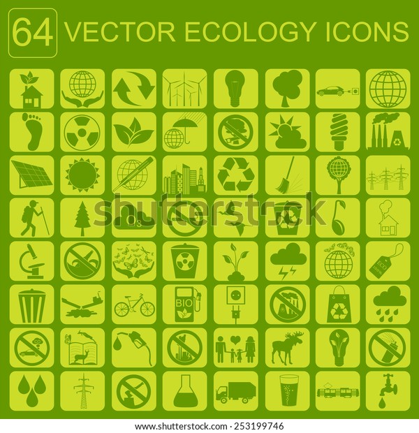 Environment Ecology Icon Set Environmental Risks Stock Vector (Royalty ...