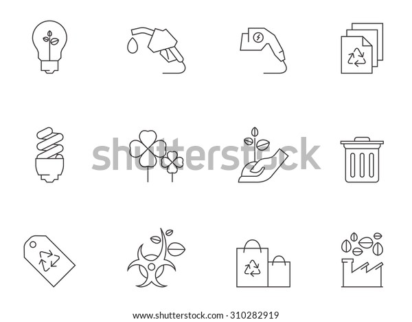Environment Icons Thin Outlines Energy Saving Stock Vector (Royalty ...