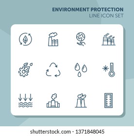 Environment Protection Line Icon Set Factory Stock Vector (Royalty Free ...