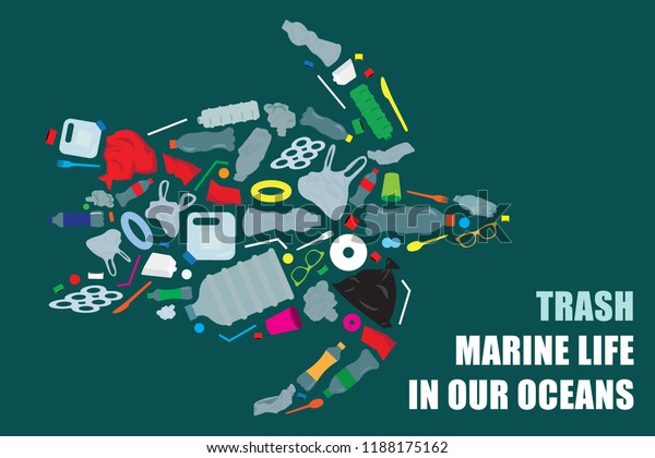 Environmental Banner Plastic Garbage Trash Marine Stock Vector (Royalty ...