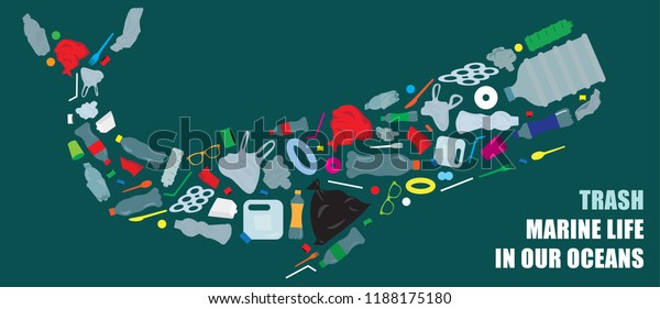 Environmental Banner Plastic Garbage Trash Marine Stock Vector (Royalty ...