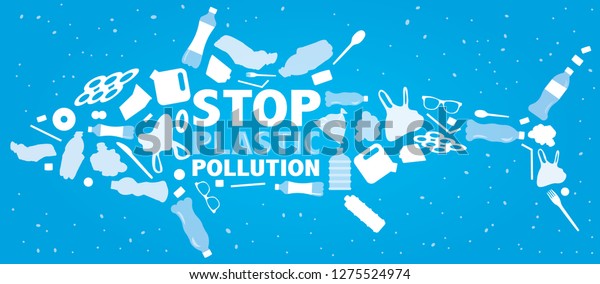Environmental Banner Plastic Garbage Trash Marine Stock Vector (Royalty ...
