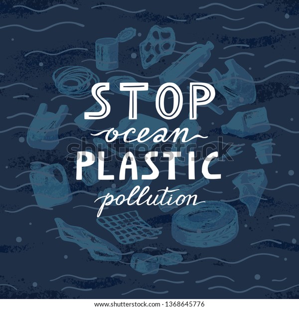 Environmental Banner Plastic Garbage Trash Marine Stock Vector (Royalty ...
