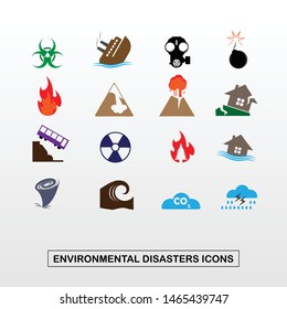 Environmental Disasters Icon Set Illustration: vector de stock (libre ...