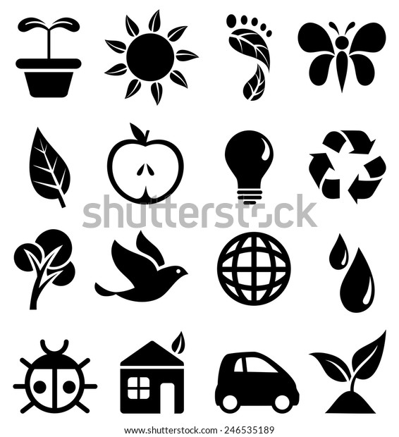 Environmental Icons Set Black Icons Different Stock Vector (Royalty ...