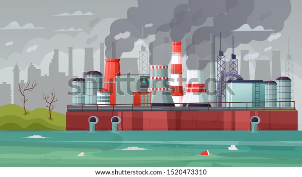 Environmental Pollution Vector Illustration Air Pollution Stock Vector ...