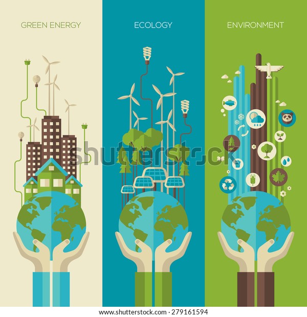 Environmental Protection Ecology Concept Vertical Banners Stock Vector ...