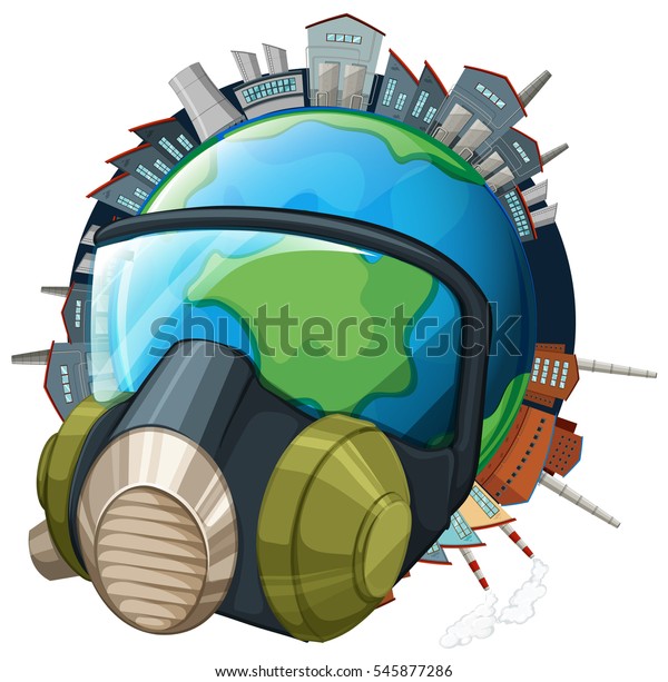 Environmental Theme Earth Wearing Mask Illustration Stock Vector ...