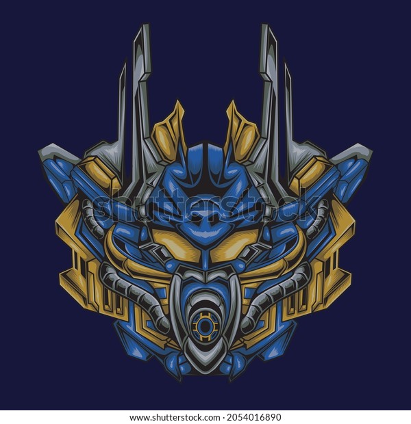 Epic Robot Head Illustration Perfect Design Stock Vector (Royalty Free ...