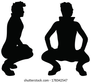 Eps 10 Vector Man Silhouette Squat Stock Vector (Royalty Free ...