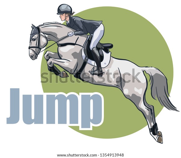 Equestrian Sport Show Jumping Vector Illustration Stock Vector (Royalty ...
