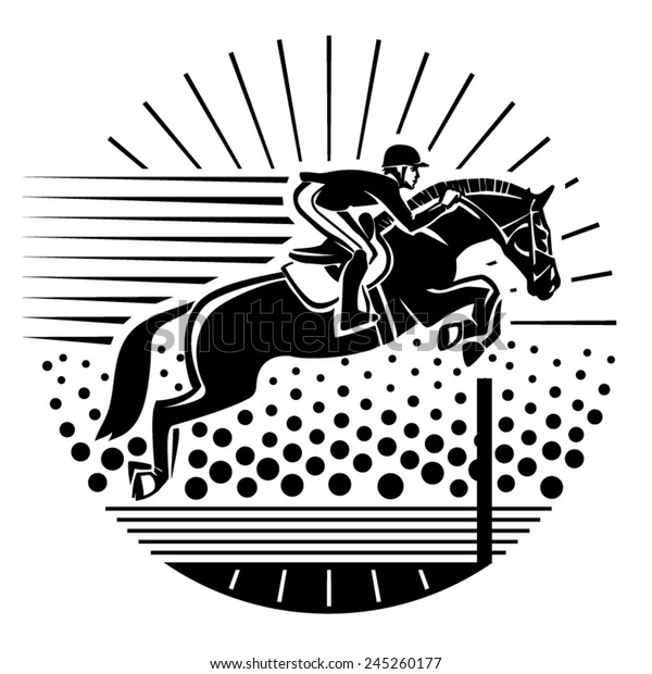 Equestrian Sport Vector Illustration Engraving Style Stock Vector ...